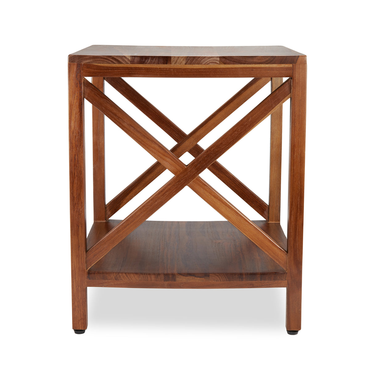TeakCraft Teak End Table with Shelf, Solid Teak Wood, Fully Assembled,